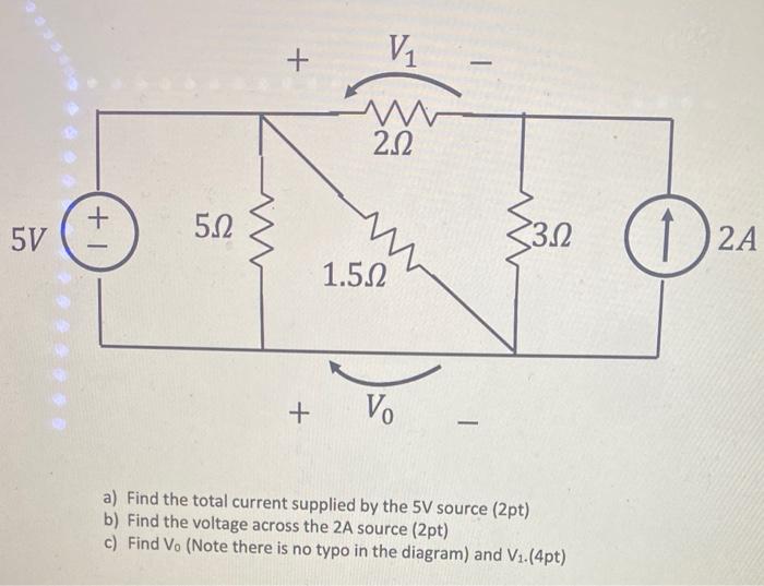 Solved a) Find the total current supplied by the 5 V source | Chegg.com