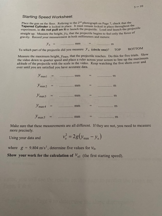 Lab 5: Projectile Motion Objective: Predict where a | Chegg.com
