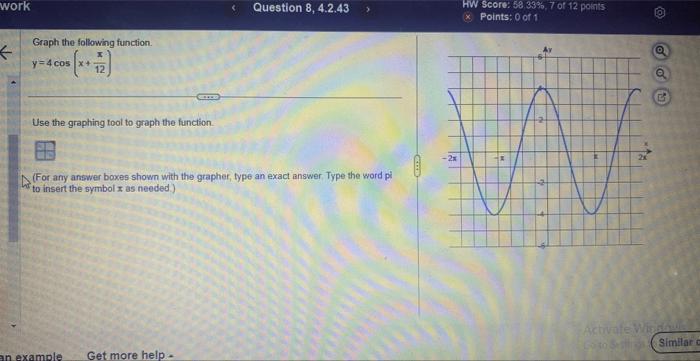 Solved Graph the following function. y=4cos(x+12x) Use the | Chegg.com