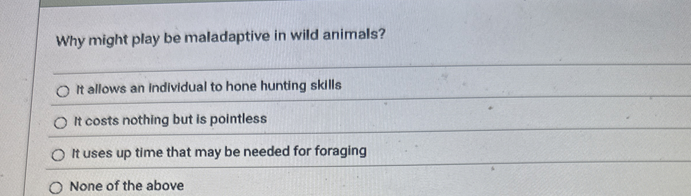 Solved Why might play be maladaptive in wild animals?q,It | Chegg.com