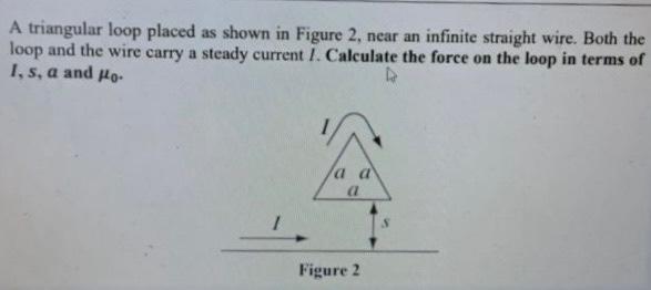 Solved A triangular loop placed as shown in Figure 2, near | Chegg.com
