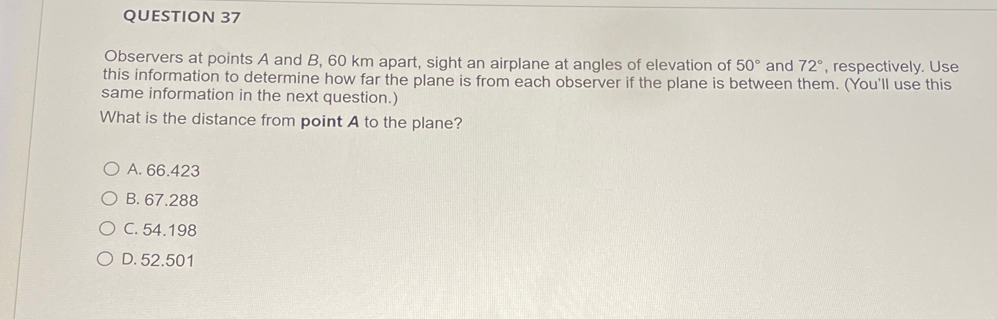 Solved QUESTION 37Observers at points A and B,60km ﻿apart, | Chegg.com