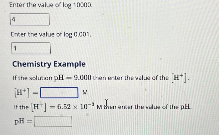 Solved Enter the value of log 10000 . Enter the value of | Chegg.com