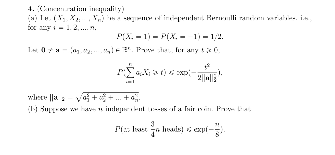 (Concentration inequality)(a) ﻿Let (x1,x2,dots,xn) | Chegg.com