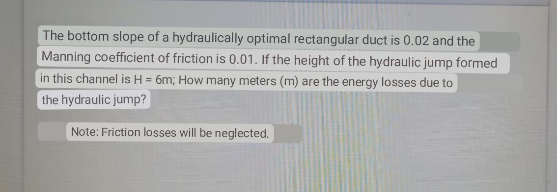 The bottom slope of a hydraulically optimal | Chegg.com
