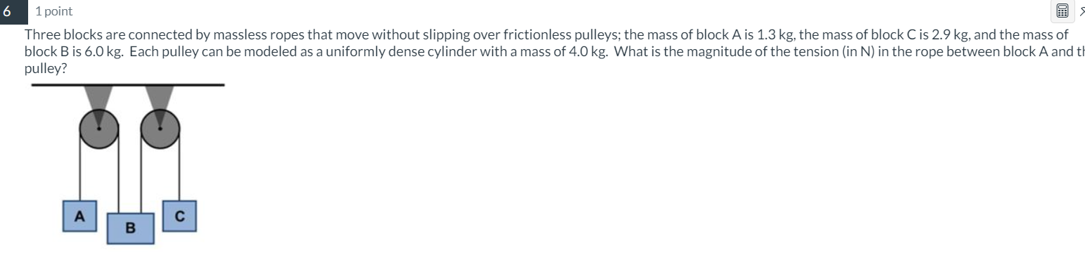 Solved 6,1 ﻿pointThree blocks are connected by massless | Chegg.com