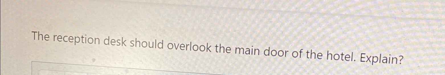 Solved The reception desk should overlook the main door of | Chegg.com