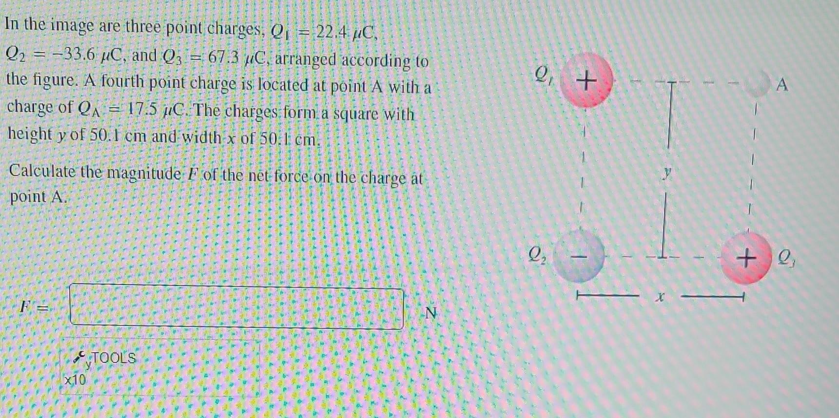 Solved In the image are three point charges, Q1=22.4μC, | Chegg.com