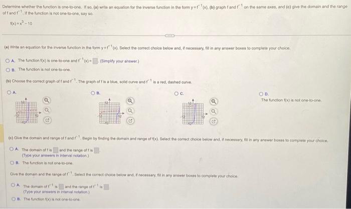 Solved Detormine whether tho function is ono-to-one. If so, | Chegg.com