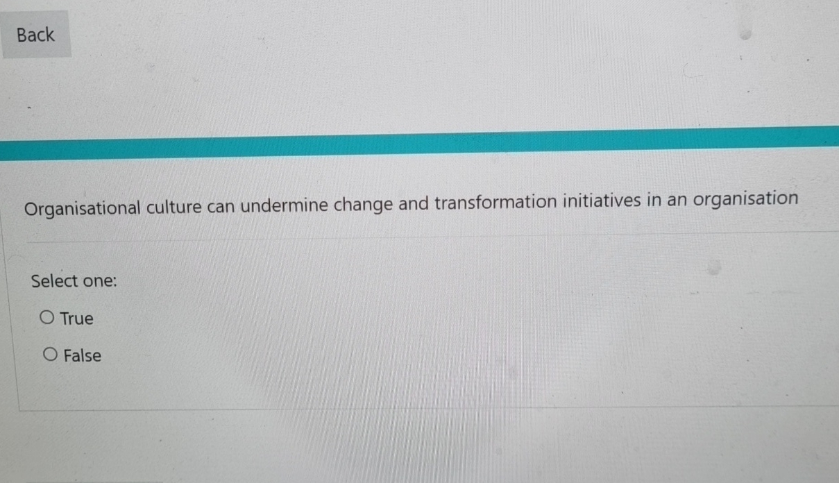 Solved BackOrganisational culture can undermine change and | Chegg.com