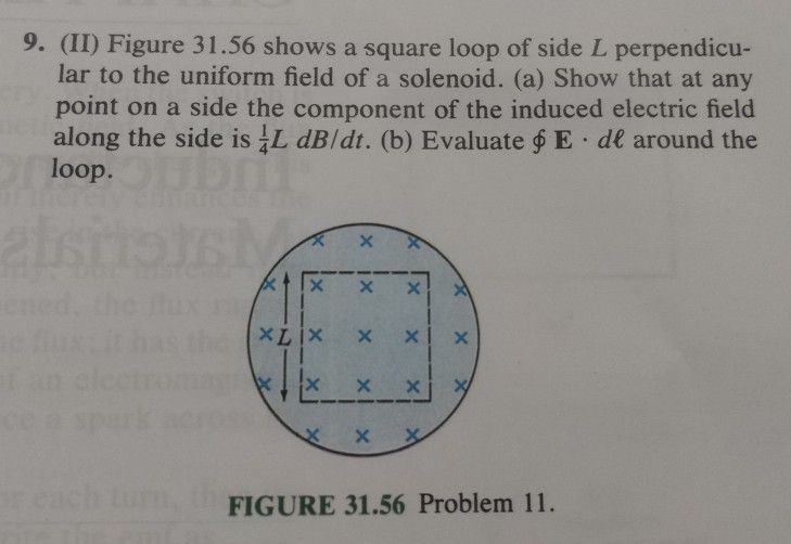 Solved 9. (II) Figure 31.56 shows a square loop of side L | Chegg.com