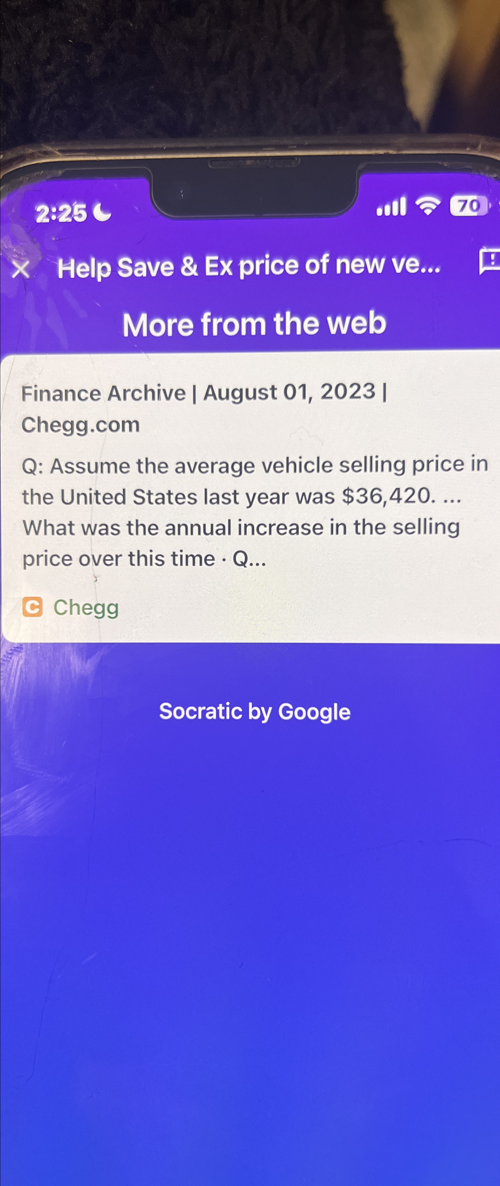 Solved 2:256 ﻿aull 70Help Save & Ex price of new ve...More | Chegg.com