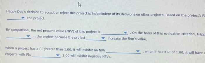 Solved Happy Dog's decision to accept or reject this project | Chegg.com