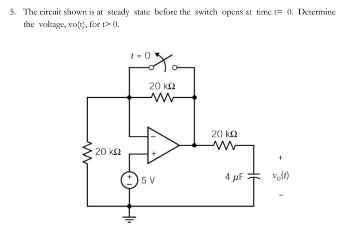Solved 5. The circuit shown is at steady state before the | Chegg.com