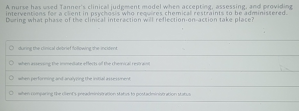 Solved A nurse has used Tanner's clinical judgment model | Chegg.com