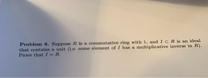 Solved Problem 6. Suppose R is a commutative ring with 1, | Chegg.com