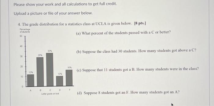 Solved (a) What percent of the students passed with a C or | Chegg.com