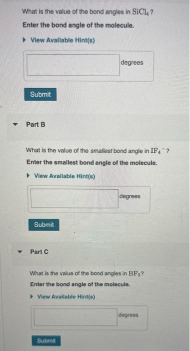 Solved What is the value of the bond angles in SiCl4 ? Enter | Chegg.com