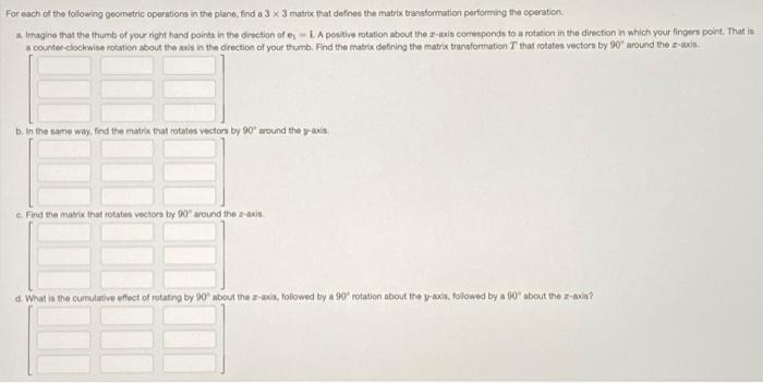 Solved For each of the following geometric operations in the | Chegg.com