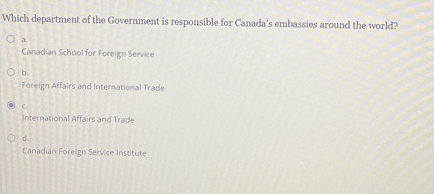 Solved Which department of the Government is responsible for | Chegg.com