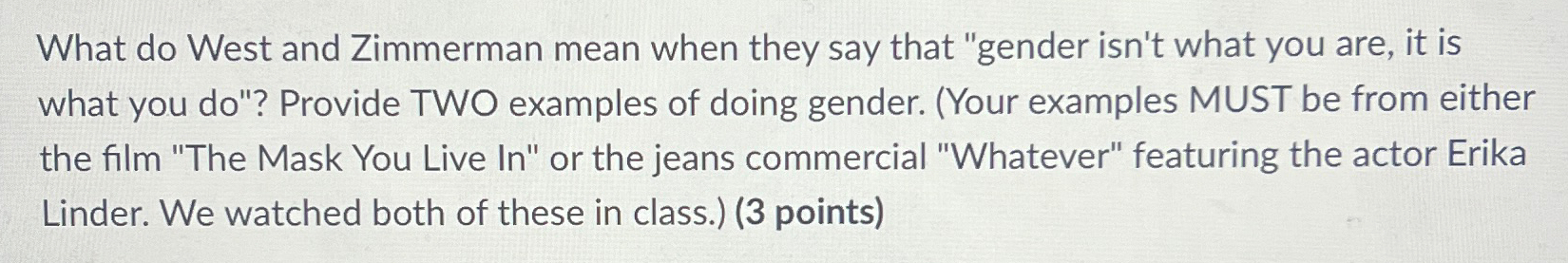 Solved What do West and Zimmerman mean when they say that | Chegg.com