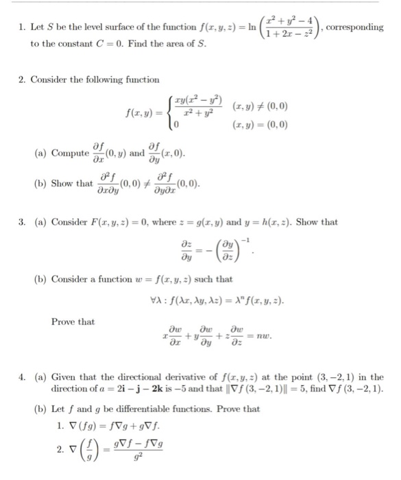 Solved .), corresponding 1. Let S be the level surface of | Chegg.com