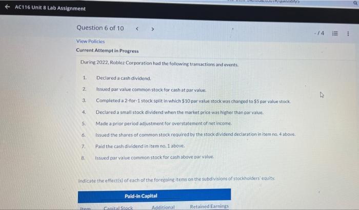 Solved AC116 Unit 8 Lab Assignment. /questions Question 6 of | Chegg.com