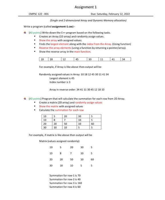 Solved Assignment 1 CMPSC 122-001 Due: Saturday, February | Chegg.com