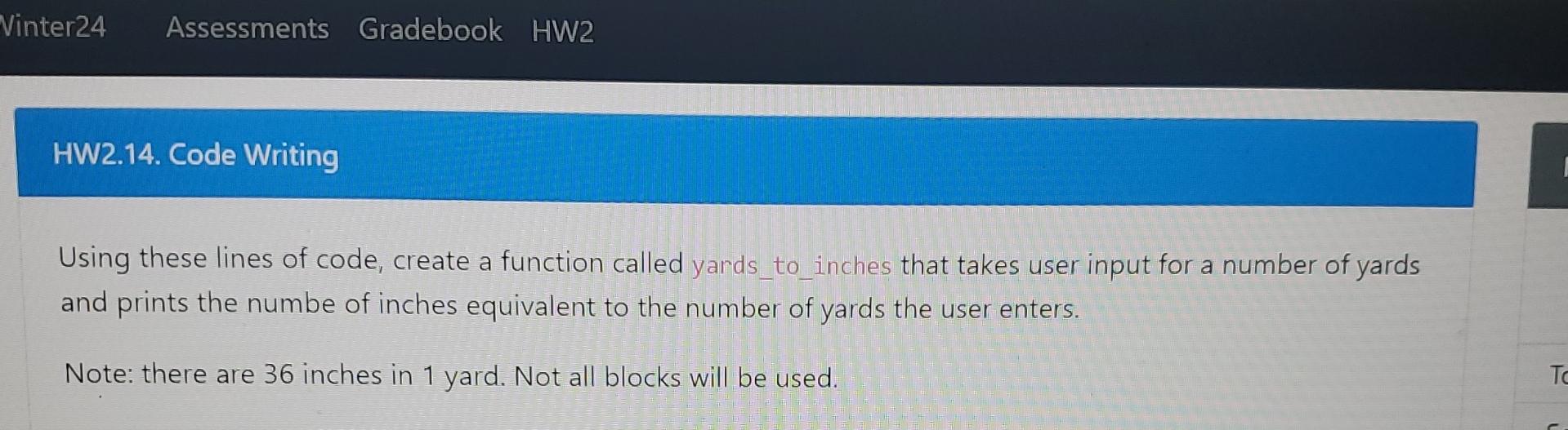 Solved Vinter24AssessmentsGradebookHW2HW2.14. ﻿Code | Chegg.com