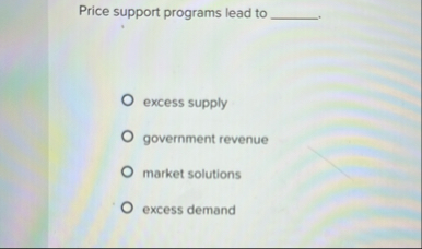 Solved Price support programs lead to excess | Chegg.com