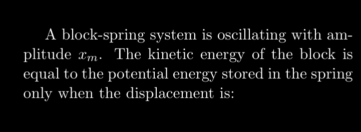 Solved A block-spring system is oscillating with amplitude | Chegg.com