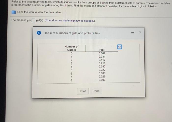 Solved Refer to the accompanying table, which describes | Chegg.com