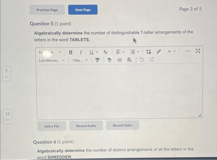 Solved Algebraically determine the number of distinguishable | Chegg.com