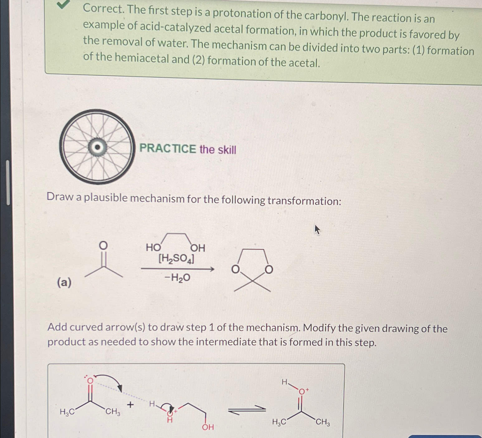 Solved Correct. The first step is a protonation of the | Chegg.com