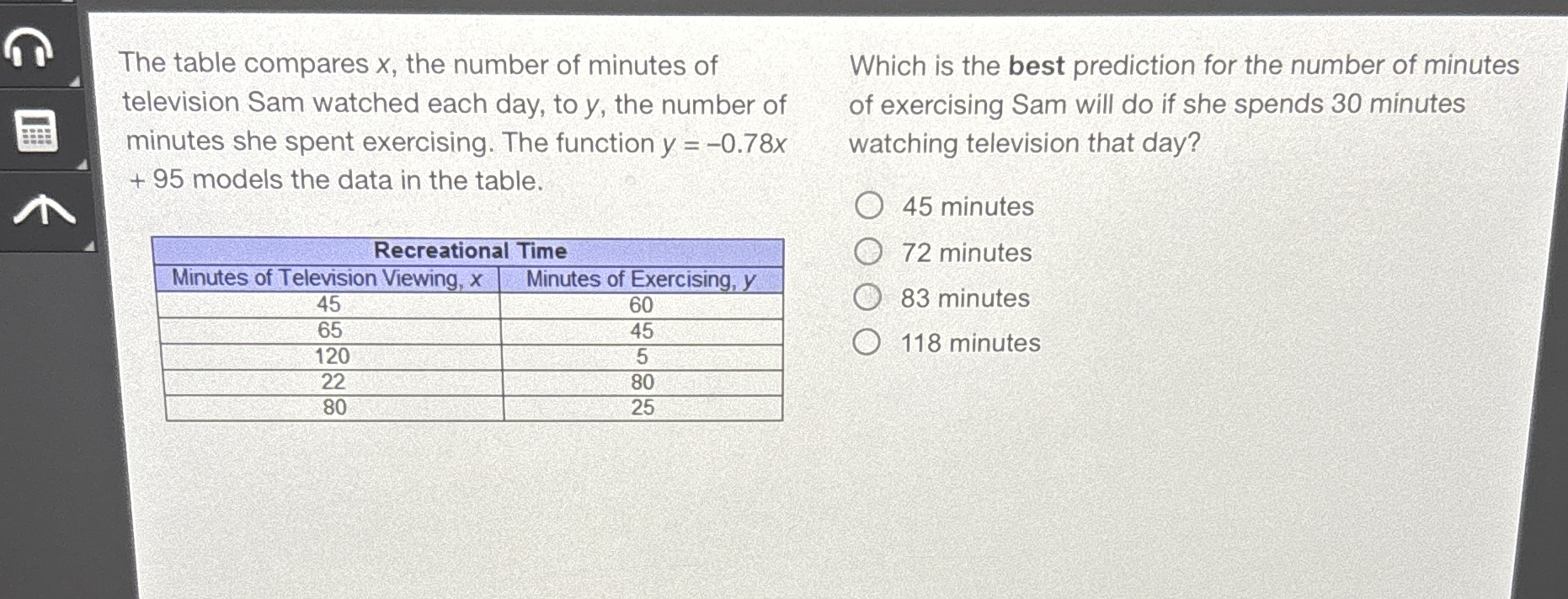 Solved The table compares x, ﻿the number of minutes of | Chegg.com