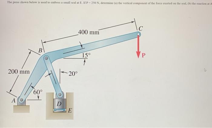 Solved The press shown below is used to emboss a small seal | Chegg.com