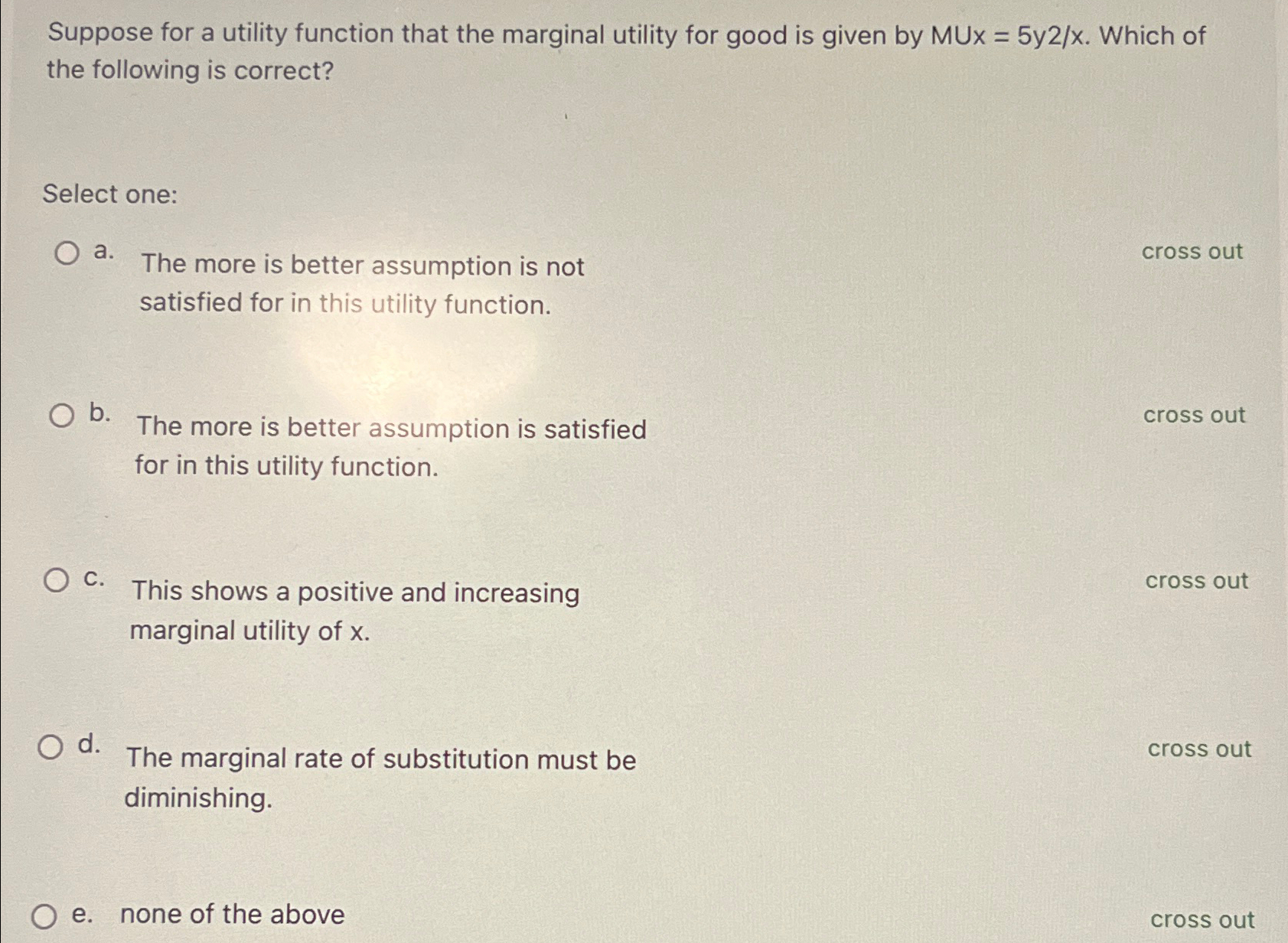 Solved Suppose for a utility function that the marginal | Chegg.com