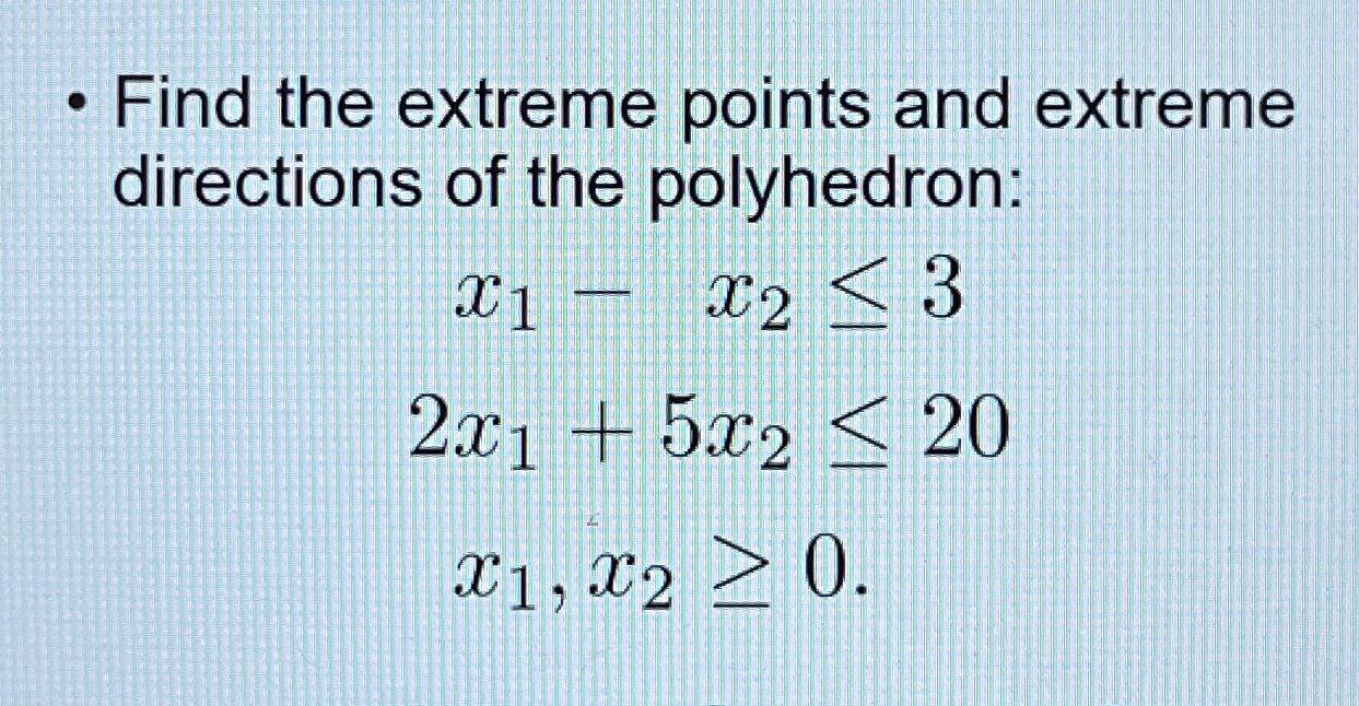 Solved Find the extreme points and extreme directions of the | Chegg.com