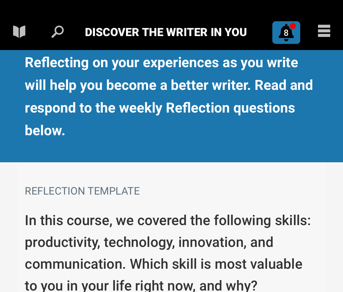 Solved DISCOVER THE WRITER IN YOUReflecting on your | Chegg.com