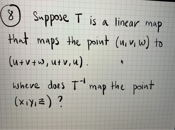 Solved 8 Suppose T is a linear map that maps the point (1, | Chegg.com