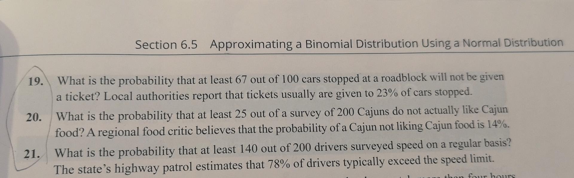 Solved Section 6.5 Approximating a Binomial Distribution | Chegg.com