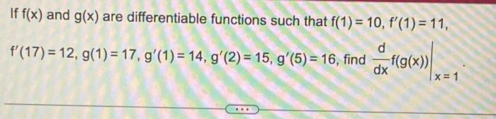 Solved If f(x) and g(x) are differentiable functions such | Chegg.com