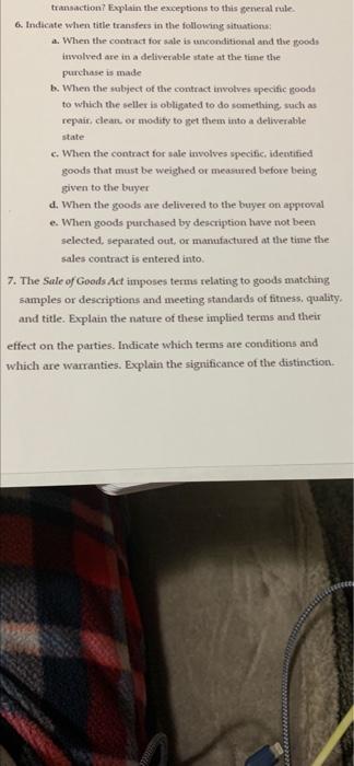 Solved transaction? Explain the exceptions to this general | Chegg.com