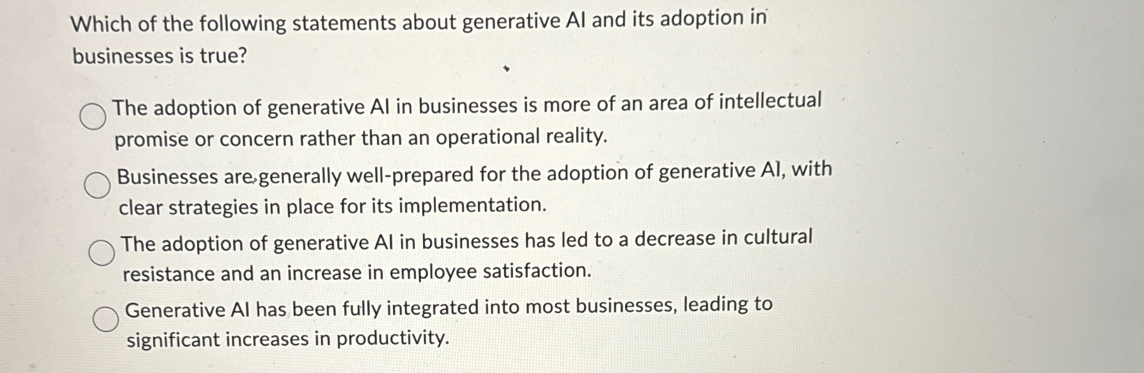 Solved Which of the following statements about generative Al | Chegg.com