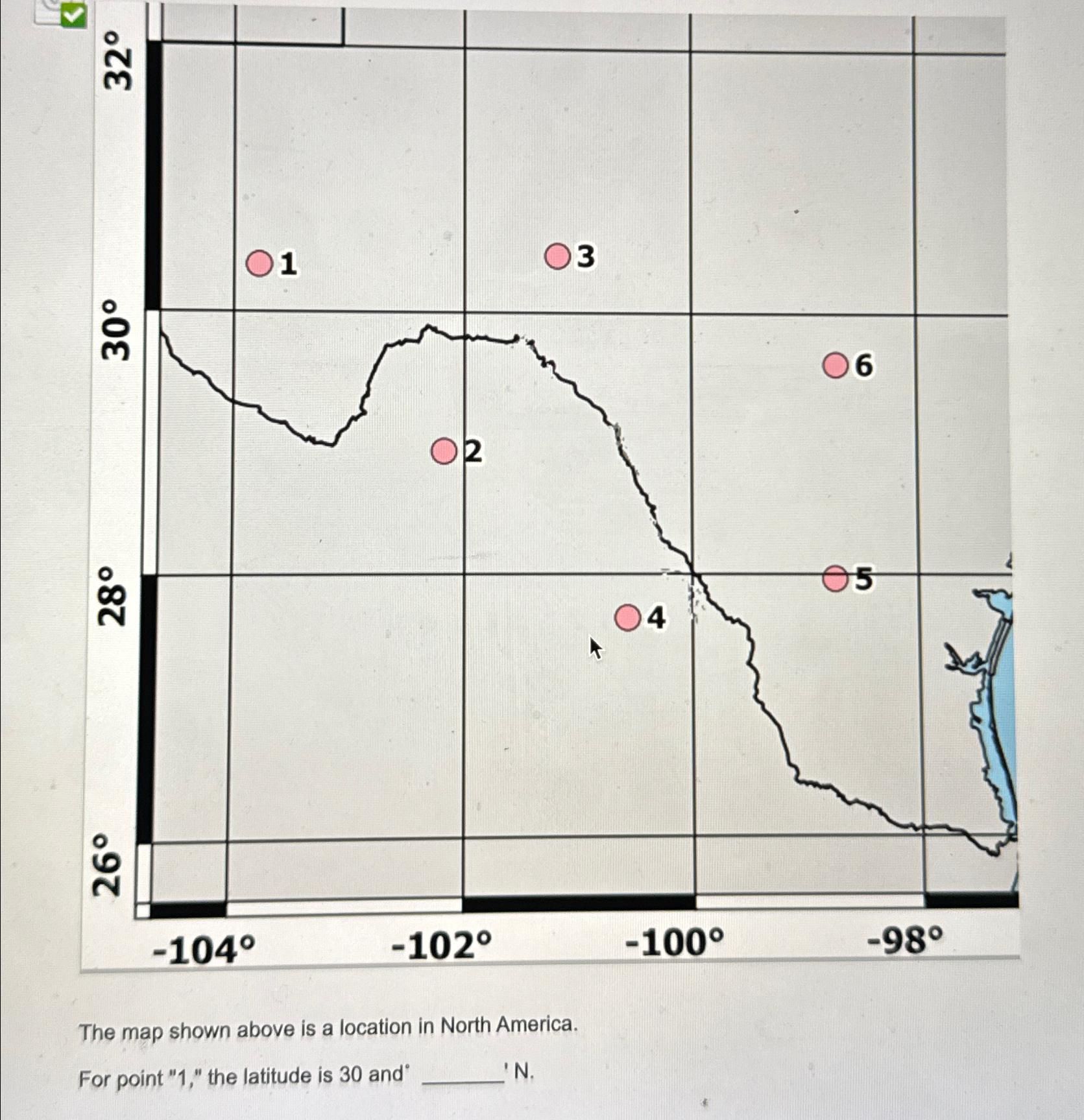 Solved The map shown above is a location in North | Chegg.com