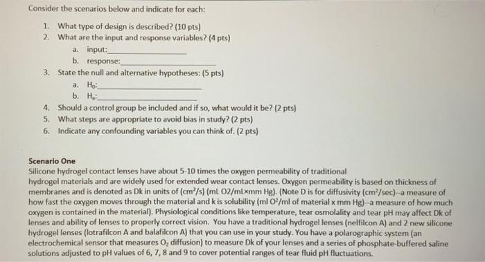 Solved Consider the scenarios below and indicate for each: | Chegg.com