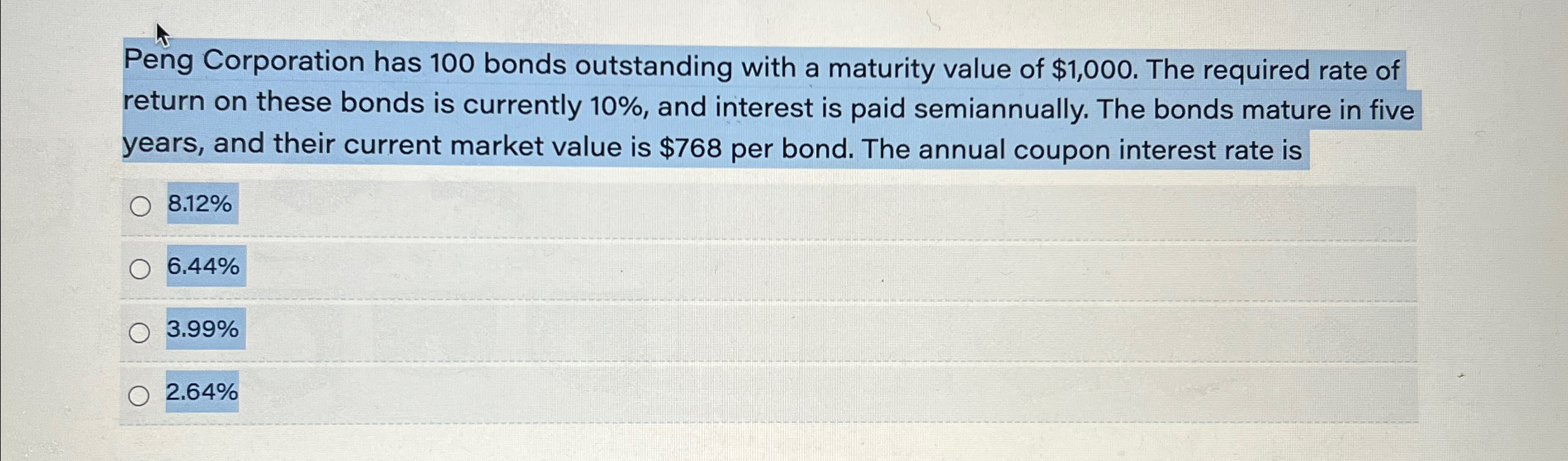 Solved Peng Corporation has 100 ﻿bonds outstanding with a | Chegg.com