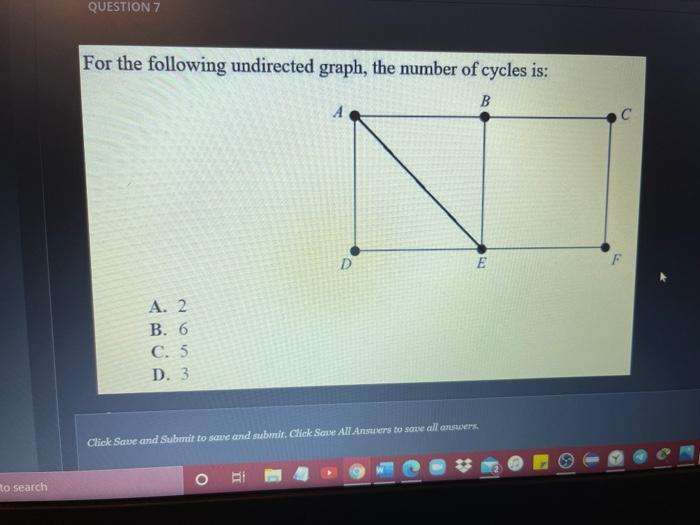 Solved QUESTION 7 For the following undirected graph, the | Chegg.com