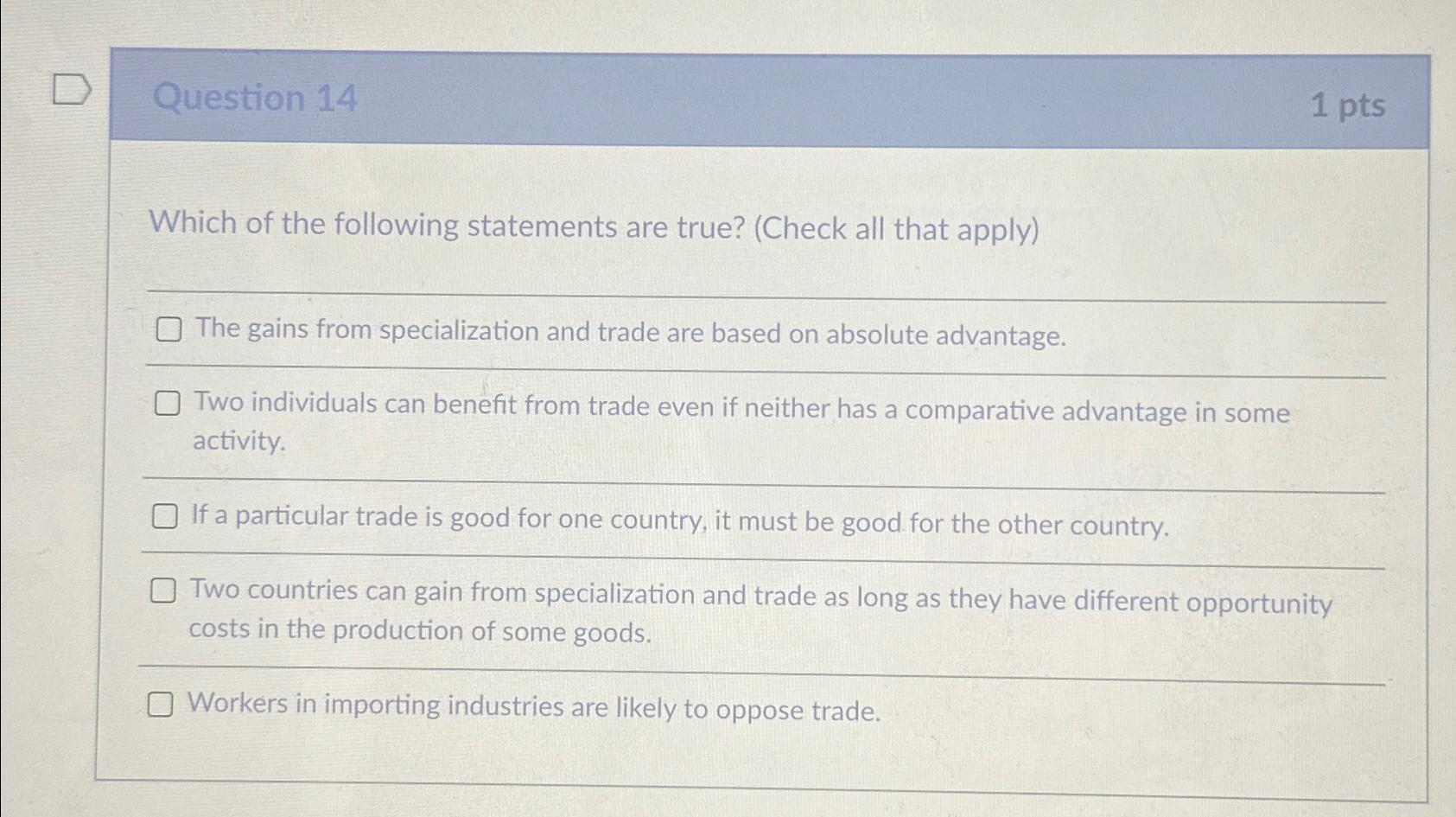 Solved Question 141 ﻿ptsWhich of the following statements | Chegg.com