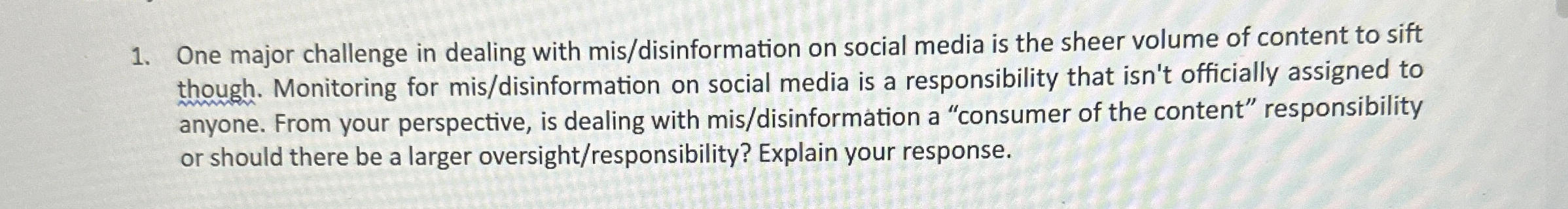 Solved One major challenge in dealing with | Chegg.com